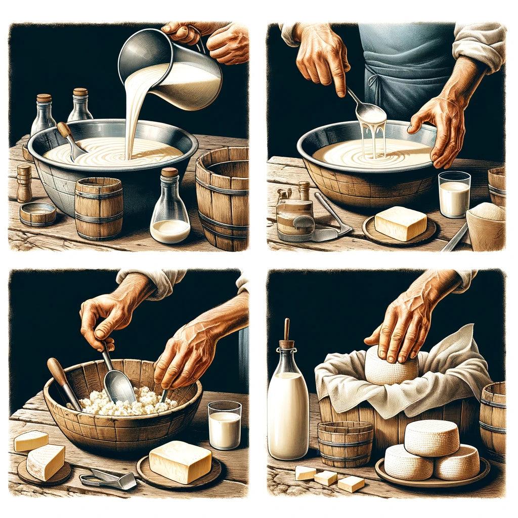 What are the 4 steps of making cheese? | fromaggio